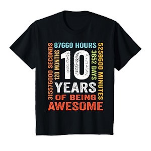 10 Years Old 10th Birthday Gift Vintage Retro 120 Months T-Shirt