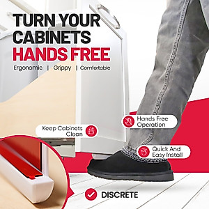 The Handless Handle – Hands-Free Garbage Drawer Foot Pull Handle, Touchless Opener for Drawers, Bins, & Cabinets