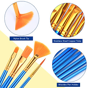 Acrylic Paint Brush Set, AROIC 60 pcs Nylon Hair Paint Brushes for All Purpose Oil Watercolor Face Body Rock Painting Artist, Small Paint Brush Kits for Kids Adult Drawing