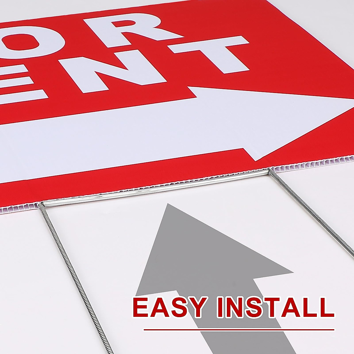 Yaomiao 5 Pcs for Rent Sign with Stand 16 x 12 Inch Plastic Yard Sign with Tall Stakes Double Sided Waterproof Corrugated for Rental House Car Apartment Shops Business(Red)