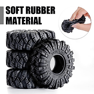4PCS 1.0 Tires Crawler Mud Terrain Soft Rubber Tires for Axial SCX24 Gladiator Bronco C10 JLU Deadbolt B17 1/18 TRX4M 1/24 RC Crawler Car, 62mm*20mm…