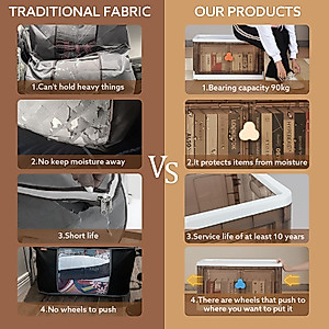 sugarchef Large Storage Bins with Lids and Wheels,Plastic Folding Collapsible Bins for Closet Organizer,Stackable Box with Front Open Door for Home and Office (Tea mixed, 72Gal)