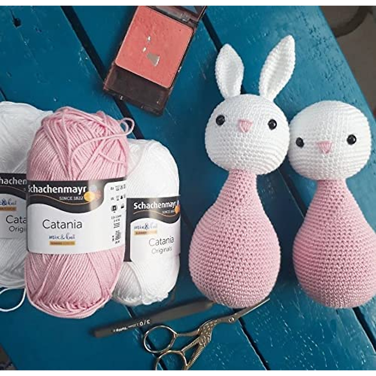 [ Set of 2 Skeins ] SMC Catania Originals 100% Mercerized Cotton Yarn, Total 3.52 Oz. Each 1.76 Oz (50g) / 136 Yrds (125 m) Amigurumi Yarn Fine-Sport 2 (106 White)