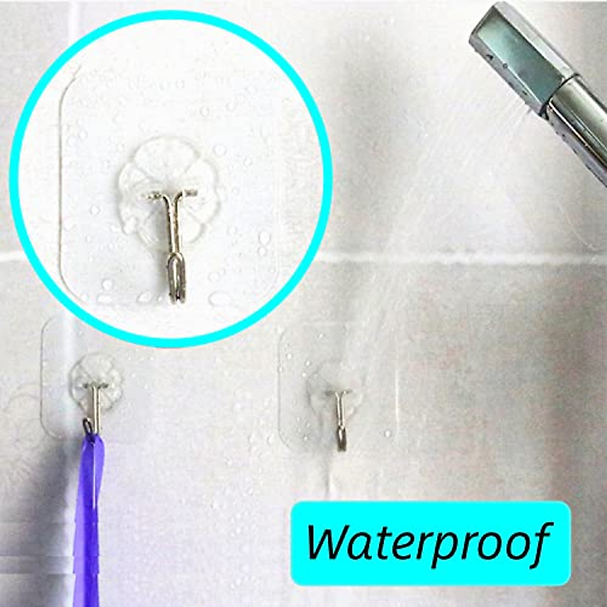 JEETAO Adhesive Hooks for Hanging Wall Hooks 22lbs(Max) Haning Hooks Transparent Reusable Seamless Hooks, Strong Bathroom Kitchen Hooks,24 Pack
