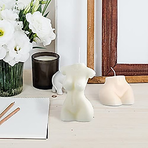 2 Pieces Body Soy Candles Torso Aesthetic Candle Bubble Candle Body Shaped Candles Female Body Candle Bottom Shaped Candles for Living Room Bedroom Bathroom Home Table Decoration (White)