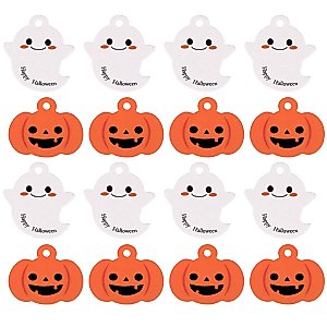 Kraft Paper Tags 100pcs Pumpkin Ghost Trick or Treat Craft Label Name Hanging Card Bookmark Sign for Candy Baking Cookie Wrap Goodie Bag Tags
