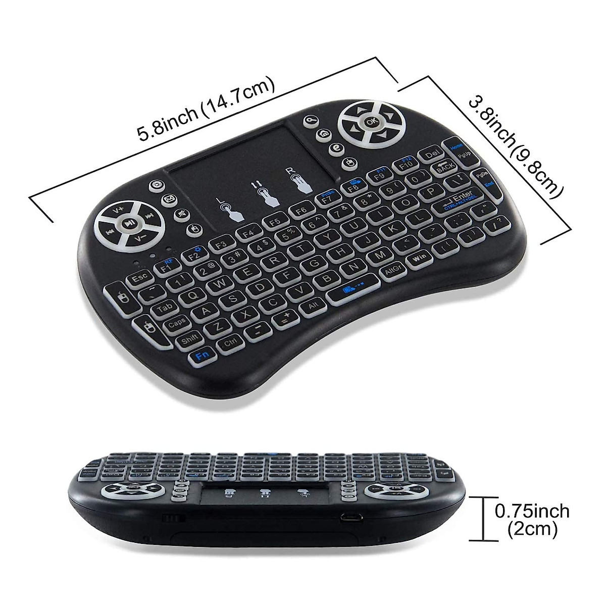 3 Pack Wireless Mini Keyboard and touchpad Mouse 2.4GHz Backlit Universal Remote Controller for Gaming Rechargeable Li-ion Battery for Google Android TV Xbox, PS3, PC, Windows Roku iptv Gaming