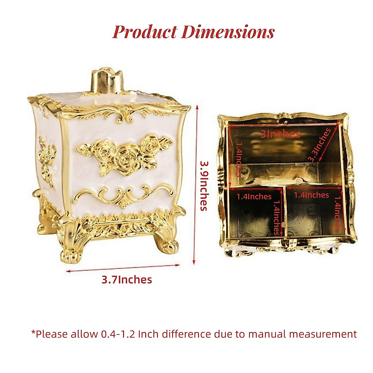 Taolivingmart Floral Relief Qtip Holder Dispenser for Cotton Ball, Swab, Floss Picks,Vanity Makeup Organizer,3 Compartment Storage (Coffee)