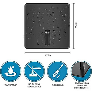 TKMENGY Self Adhesive Hooks, Stick on Hooks Holder for Tea Towel Robe Coat Kitchen Bathrooms,Stainless Steel Sticky Wall Hooks,Waterproof and Rustproof, 4 Pack (Black)