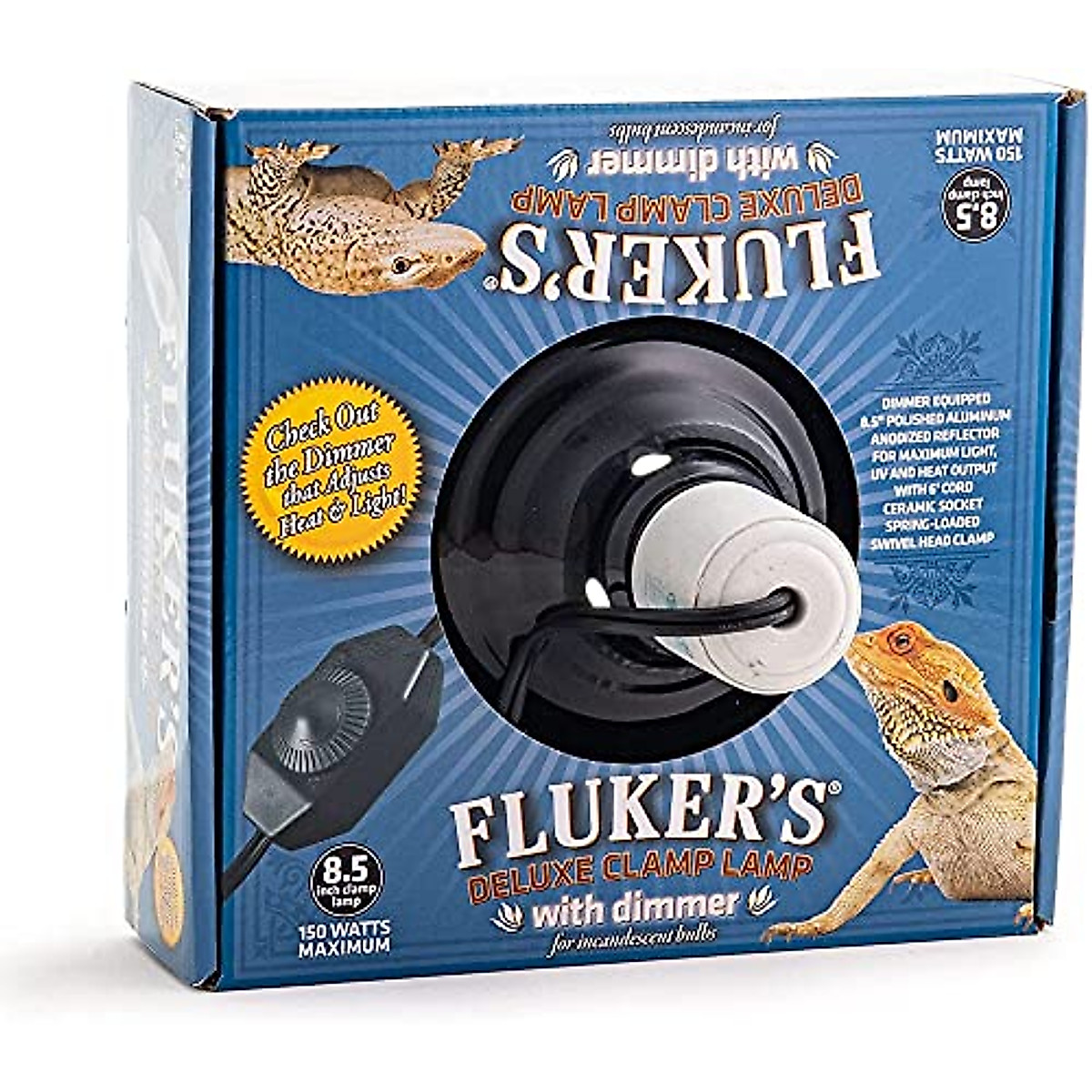 Fluker's Repta-Clamp Lamp Ceramic with Dimmable Switch 8.5in - Includes Attached DBDPet Pro-Tip Guide