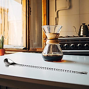 Mixing Spoon Stainless Steel Set of 2 Professional Cocktail Bar Tool (12 Inches) Japanese Style Teardrop End Design