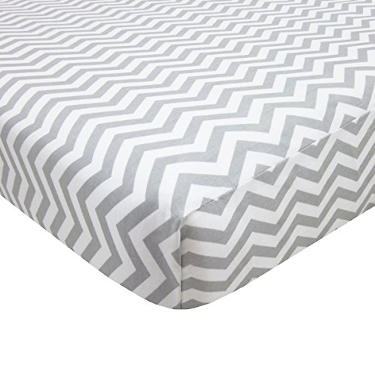 TL Care 100% Natural Cotton Percale Fitted Mini Crib Sheet, Gray Zig Zag, 24 x 38, Soft Breathable, for Boys and Girls