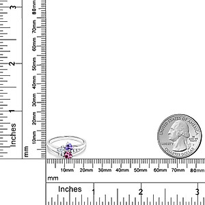 Gem Stone King 925 Sterling Silver Customized and Personalized 3 Heart Shape Gemstone Birthstone Forever United For Her Engagement Promise Ring For Women (Size 8)