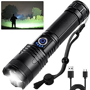 UOATEPC Rechargeable Flash Light Flashlights High Lumens, 990000 Lumens Super Bright LED Tactical Flashlight, 5 Modes IPX6 Waterproof, Powerful Handheld Flashlights for Camping Emergency Outdoor