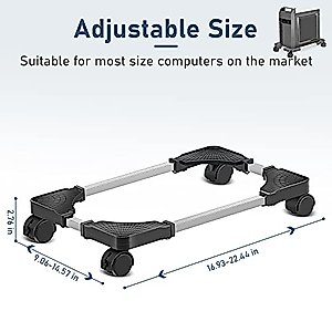 Liitrton Mobile CPU Stand Adjustable Computer Tower Stand with 4 Caster Wheels Fits Most PC (Black)