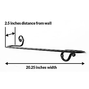 HB Bath Towel Bar 20 inch, Wrought Iron Decorative Bathroom Towel Cloth Hanger Heavy Duty Wall Mounted Handmade Towel Rod (Black)