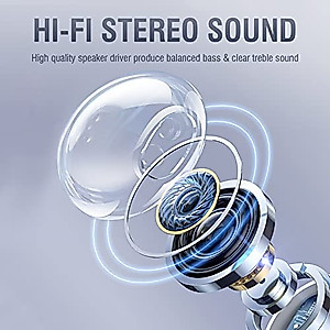 Bone Conduction Headphones, Open Ear Headphones Wireless, Air Conduction Bluetooth Headset with Mic, 6D Stereo Sound, 8Hrs Playtime for Sports, Running, Cycling, Gym
