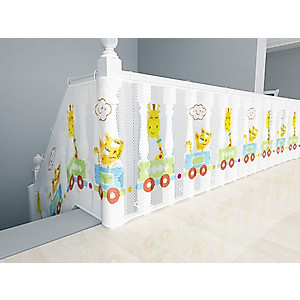 Child Safety Rail Net for Balcony, Patios, Railing and Stairs. Security Guards for Kids/Pet/Toy Both Indoors and Outdoors. 10ft x2.5ft, Sturdy Mesh Fabric Material. (Multicolored)