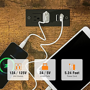 WASAGUN Wood Dog Kennel End Table with Pull-Out Tray, Power Outlets - For Small & Medium Dogs up to 30 lb, Brown