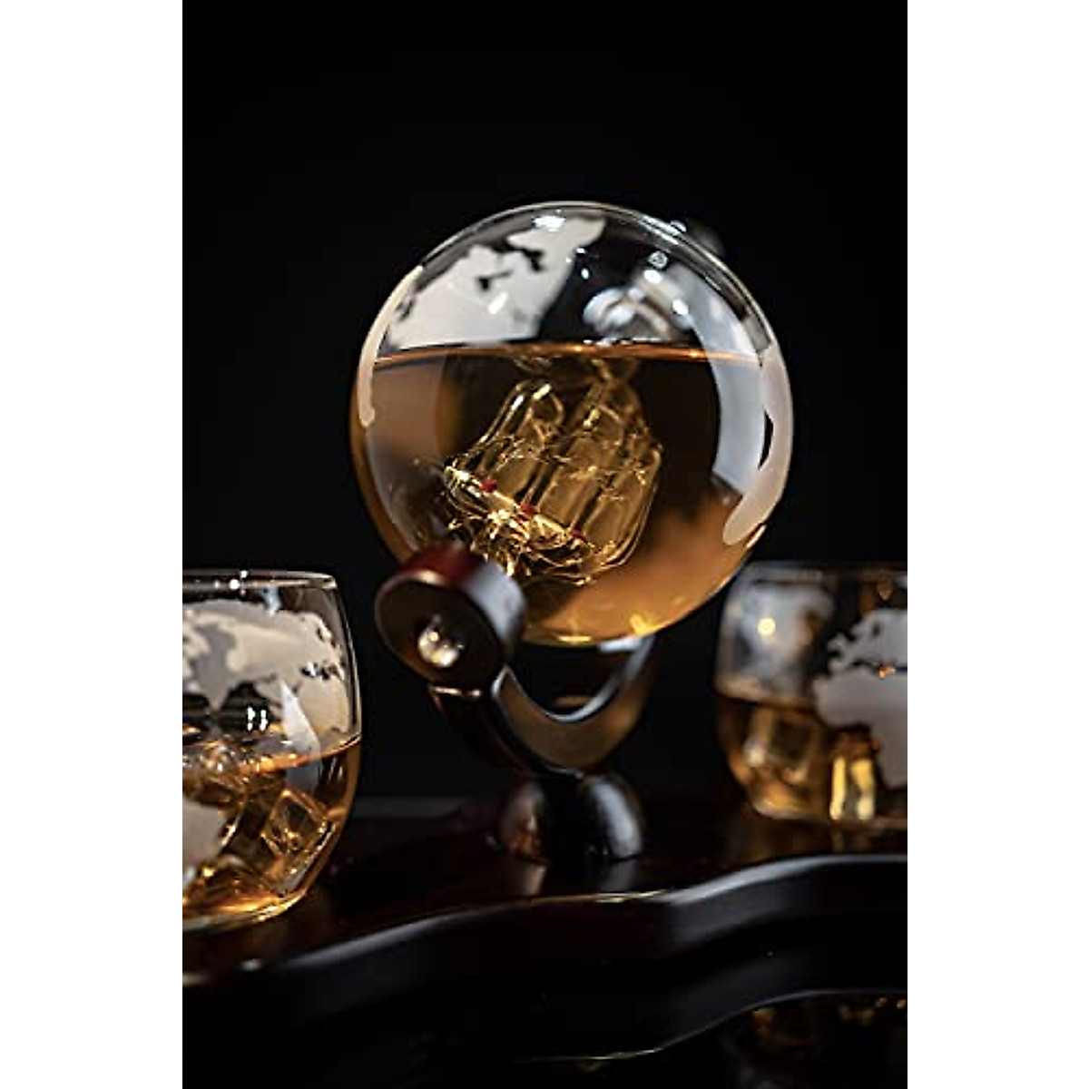 Gifts for Dad, Men Whiskey & Wine Decanter Globe World Set with Globe Glasses Anniversary Birthday House Warming for Liquor Scotch Bourbon Vodka, Gift for Him Husband, Gifts For Men Globe - 850ml