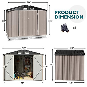 Breezestival Outdoor Storage Shed 4x6FT, Utility Steel Tool Shed with Lockable Door and Air Vents, Galvanized Metal Shed for Garden Backyard Patio Lawn (4' x 6')