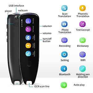 Adelagnes X5 Pro Reader Scanner Pen Dictionary Language Translator Device Voice Translator Support 112 Languages Real Time Text to Speech OCR/WiFi Translator Suitable for Meetings Travel Learning