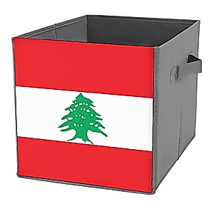 Flag of Lebanon Large Cubes Storage Bins Collapsible Canvas Storage Box Closet Organizers for Shelves