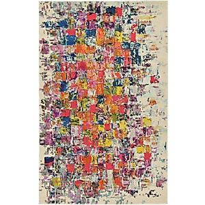 Unique Loom Estrella Collection Abstract, Bright Colors, Distressed, Modern Area Rug, 5 ft x 8 ft, Multi/Beige