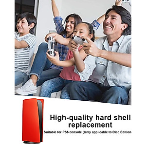 PS5 Console Replacement Shell, Megadream Hard ABS Shockproof Anti-Scratch Dustproof PS5 Console Case Cover Replacement Plate Shell for PS5 Console Disc Edition - Red