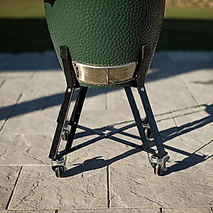 Rolling Cart Nest With Heavy Duty Locking Caster Wheels Powder Coated Steel Rolling Outdoor Cart For Large Big Green Egg Kamado Classic Joe Grill Stand Cooking Accessories Raise Egg Round Pit