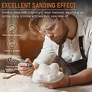 Sanding Bits for Dremel Rotary Tool, 42 Pcs Aluminium Oxide Stone Grinding Wheel Head Sanding Drill Bit with 1/8Inch Shank for Grinding Stone Jade Mold Metal