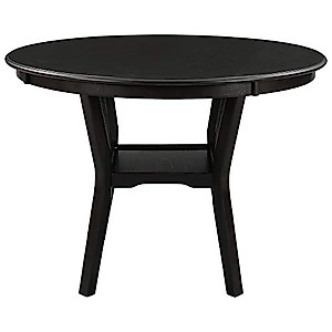 P PURLOVE 5 Pieces Dining Table Set Round Kitchen Table with 4 Upholstered Chairs for Dining Room, Espresso