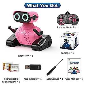 HONGCA Rechargeable Girl Robot Toy, Touch-Sense RC with LED Eyes, Dance Moves, Flexible Head/Arms, Gifts for Kids Ages 3+