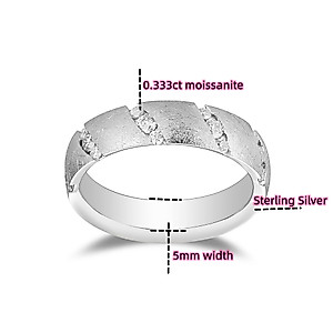 DovEggs Moissanite Wedding Band for Men Women 0. 33ctw 1.5mm G-H-I Color Heart Arrows Cut Moissanite 14K Gold Quality Silver Wedding Engagement Ring Band Width 4.7mm (7)