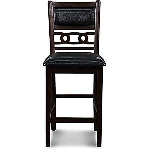 New Classic Furniture Gia Counter Table with Two Chairs and Storage Shelf, 30-Inch, Ebony