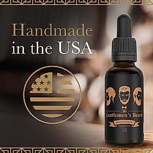 The Gentlemen's Premium Beard Oil - Conditioner Softener - All Natural Fragrance Free - Softens, Strengthens and Promotes Beard & Mustache Growth - Leave In Conditioner Moisturizes Skin