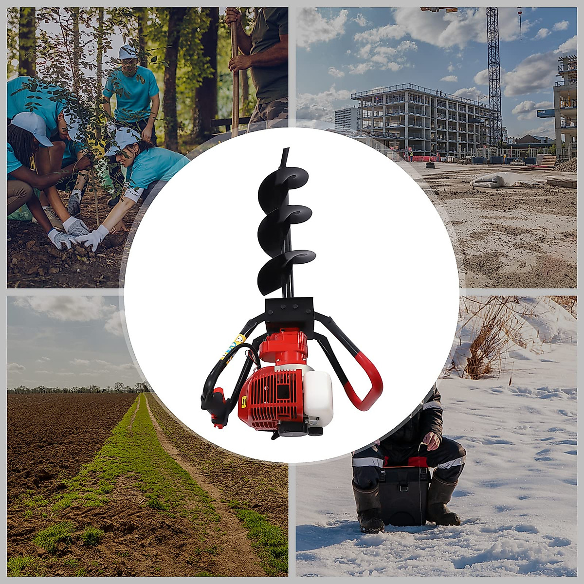 Earth Auger Combo 43cc 2cycle Powerhead with 8 Inch Auger Drill Bit (43cc with 8" Auger Bit)