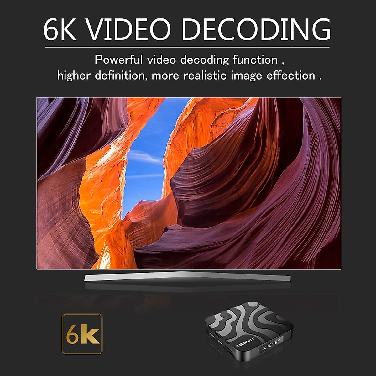 Sidiwen TV Box, Android 12.0 TV Box 4GB RAM 64GB ROM, H618 Quad Core Android Box with 2.4G/5.0GHz Dual WiFi Support 100M Ethernet 3D/Ultra HD 6K Smart TV Box