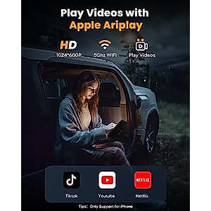 LAMTTO 7" HD Wireless Car Stereo with Apple Carplay & Backup Camera, Portable Touchscreen Android Auto Adapter with GPS Navigation System,Multimedia Player Video Receivers with Bluetooth,Airplay