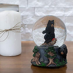 Black Bear Friend Couple 100MM Musical Snow Globe Plays Tune Born Free