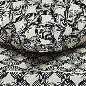 Amazon Basics Deep Seat Outdoor Patio Seat and Back Cushion Set 25 x 25 x 5 inches and 28 x 22 x 5 Inches, Black Fan Leaf