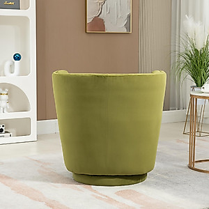 Tmsan Swivel Barrel Chair with Storage, 20.47" W Velvet Round Swivel Accent Chair Comfy Leisure Arm Chair Club Chair for Living Room Nursery Hotel Bedroom Office (Olive Green)