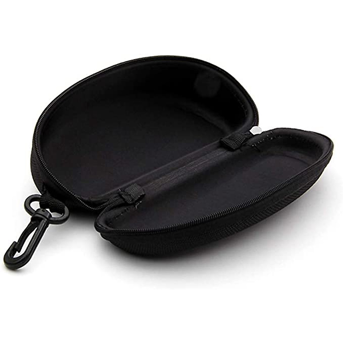 alladaga 3 Pack Zipper Shell Eyeglasses and Sunglasses Case with Plastic Carabiner Hook (Black)