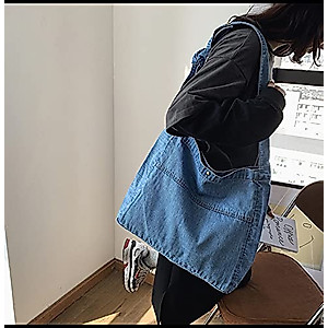 Women Denim Tote Bag Denim Shoulder Bag Hobo Crossbody Handbag Casual School Work Beach Bag(A13)