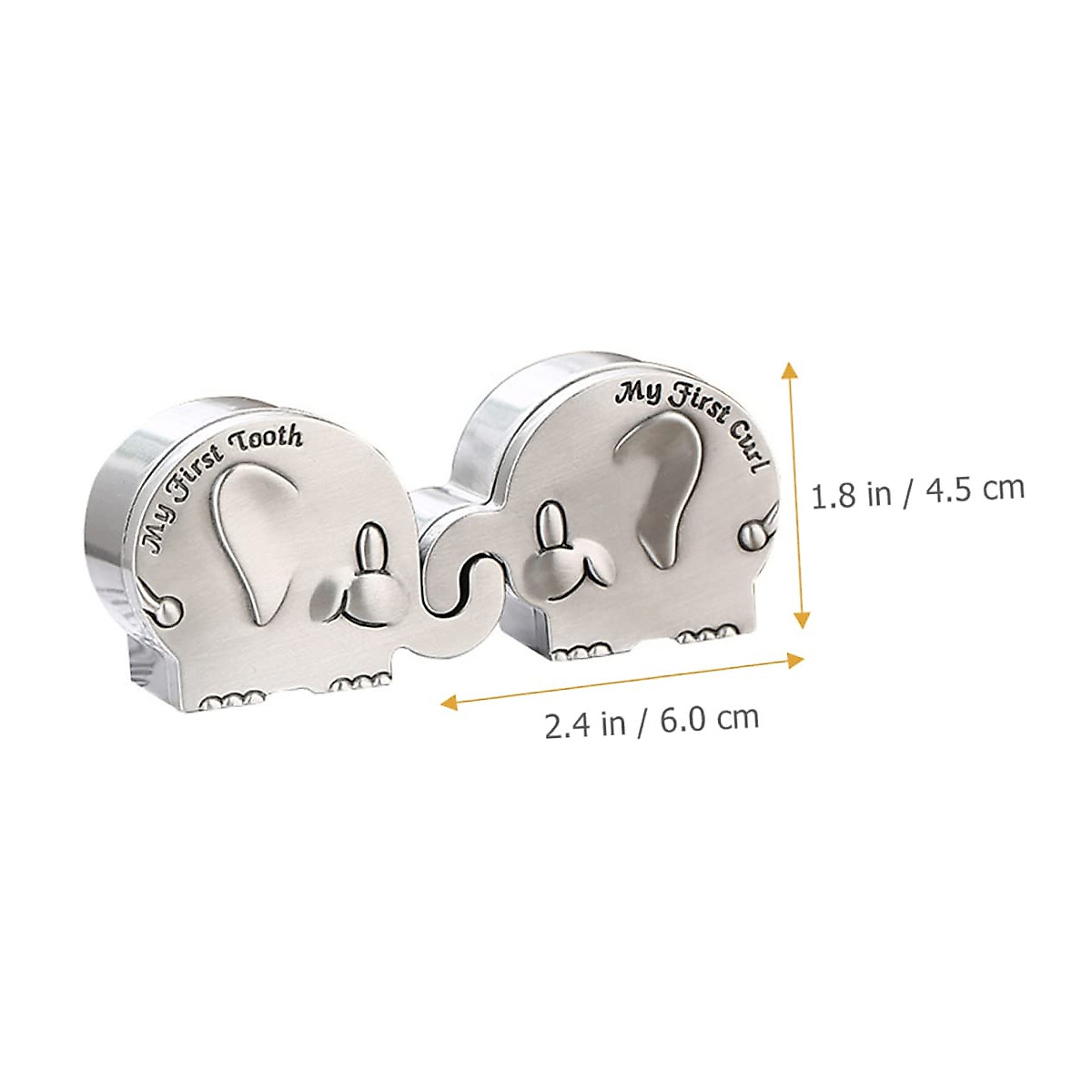 Kisangel 1 pair box Kids and Curl Shower Elephant Container Silver Keepsake Save Souvenir St Toddler Storage Saver for Fairy Organizer First Metal Teeth Holder Tooth