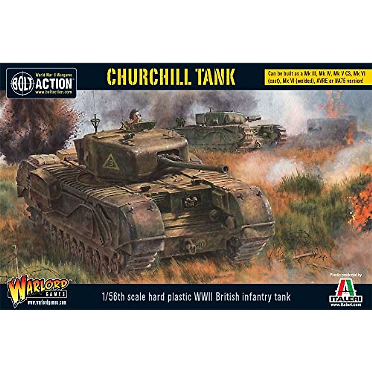 Bolt Action Churchill Infantry Tank 1:56 WWII Military Wargaming Plastic Model Kit