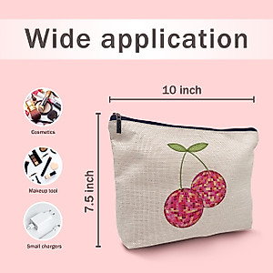 Nogrit Hot Pink Preppy Cherry Disco Ball Makeup Bag for Teen Girls & Women