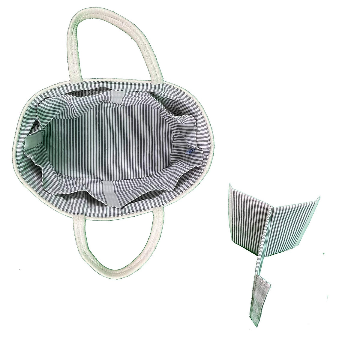 Baby Diaper Caddy Organizer | with Waterproof Changing Pad | 100% Cotton Rope Woven Basket | Portable Nursery Storage | for Boys and Girls | Travel Car Bin | 6 Inner Pockets | Removable Inserts