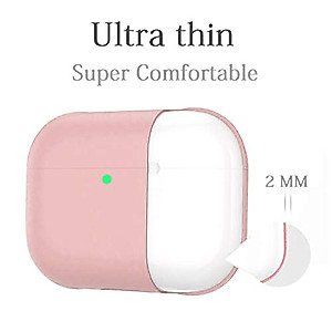 Airpods Pro Case Cover,AirPods Pro Case Protection No Keychain,Silicon Ultra-Thin Soft Cover Skin Compatible with Airpods Pro(Pink)