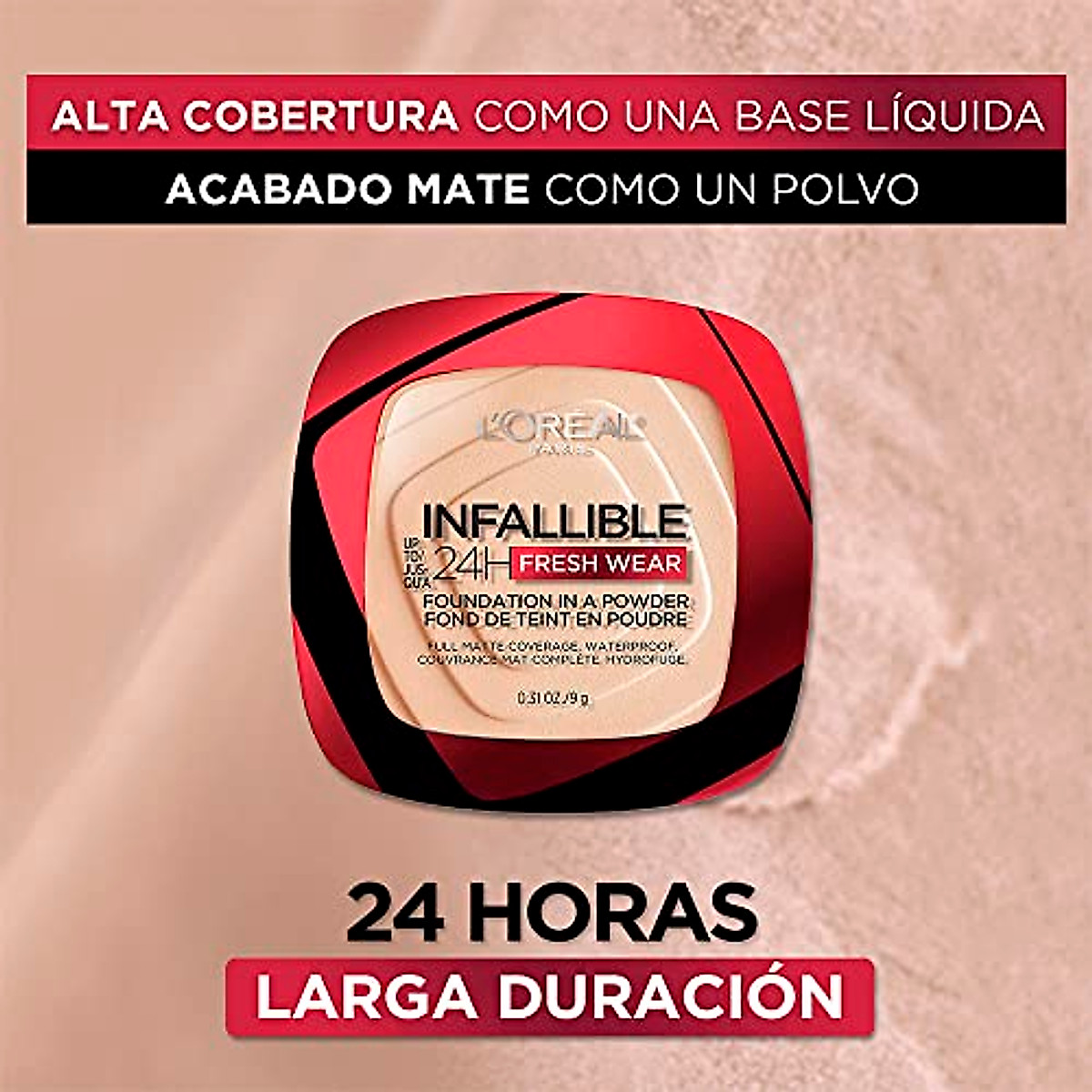 L'Oreal Paris Makeup Infallible Fresh Wear Foundation in a Powder, Up to 24H Wear, Waterproof, Ivory, 0.31 oz.